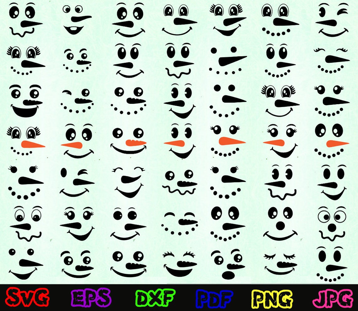 Snowman Faces SVG - Snowman SVG - Christmas Snowman SVG - Snowman Cut ...