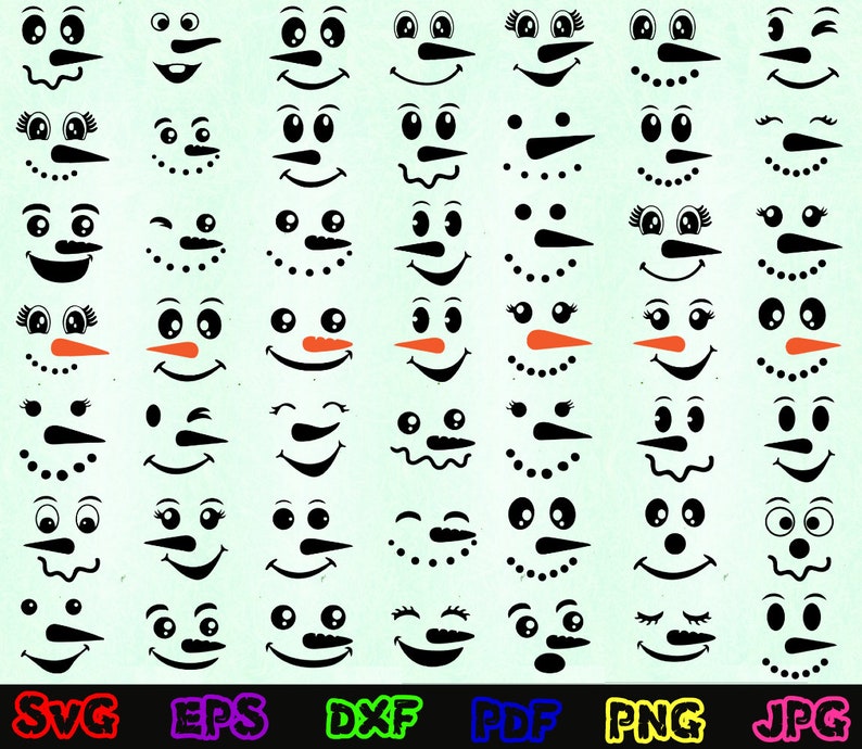 Snowman Faces SVG Snowman SVG Christmas Snowman SVG - Etsy