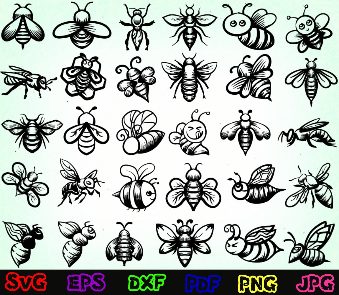30 Bee Svg Honey Svg Cute Bee Svg Bee Silhouette Bee | Etsy