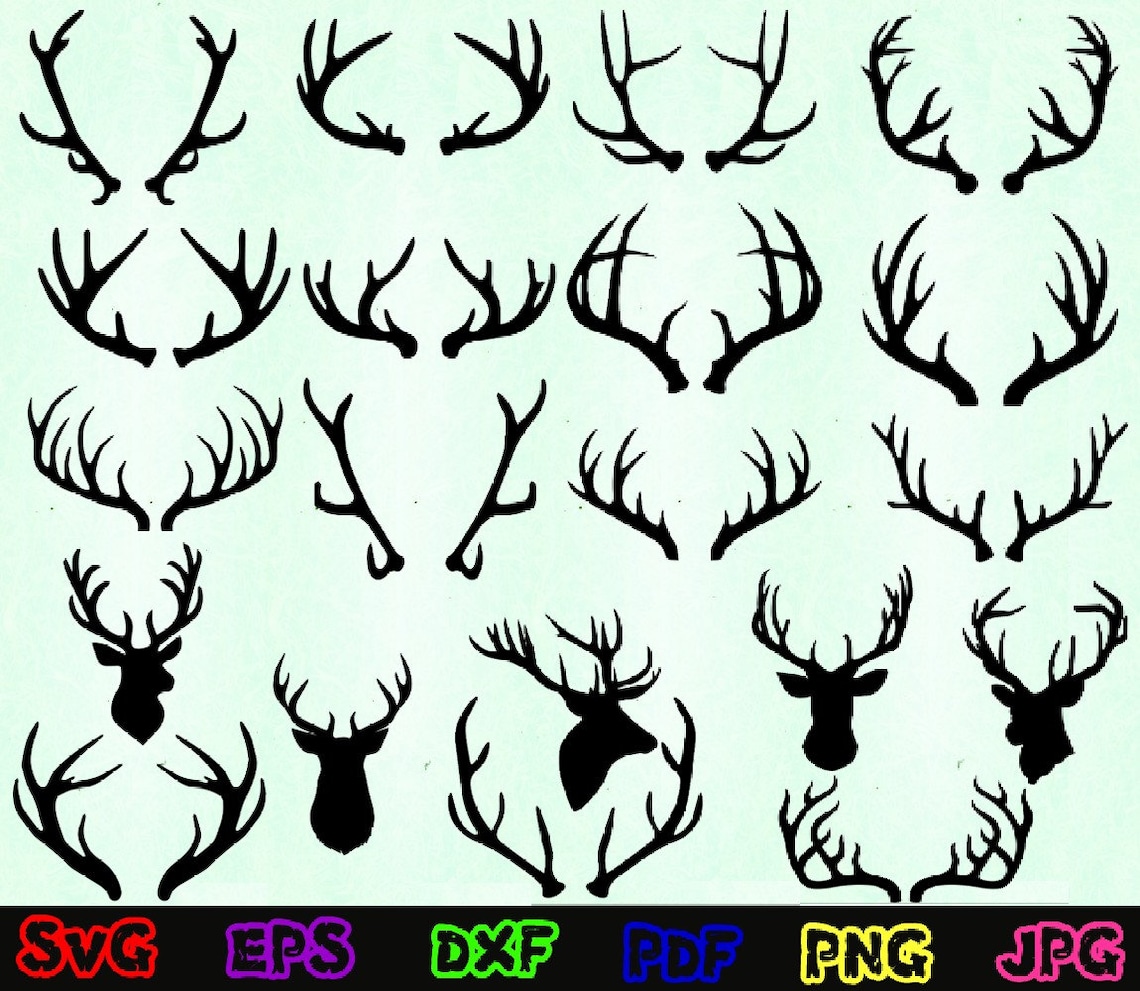 Deer Antler Svg Antler Svg Deer Antler Silhouette Deer - Etsy