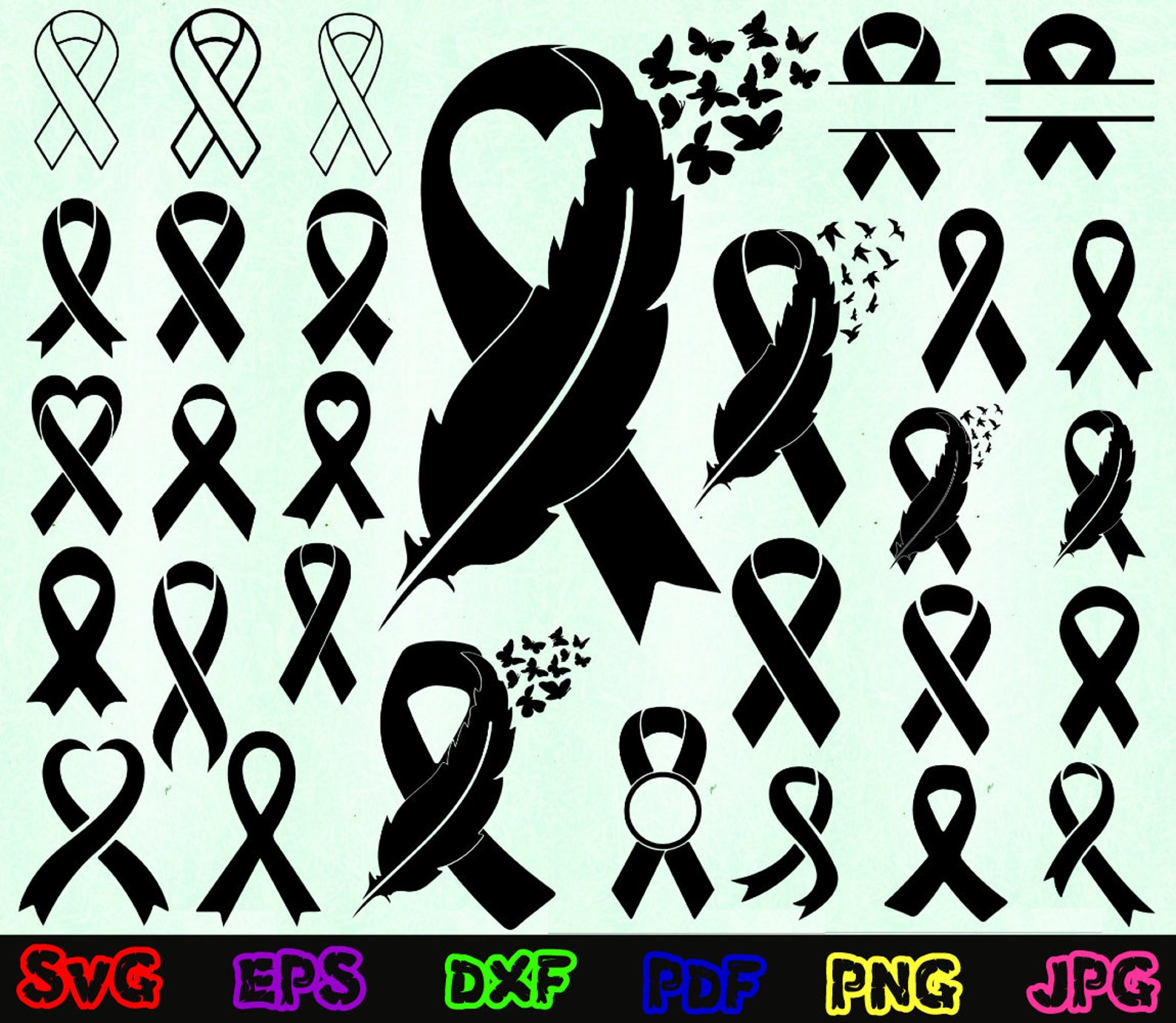 Cancer Ribbon SVG Ribbon SVG Awareness Ribbon SVG Breast | Etsy UK