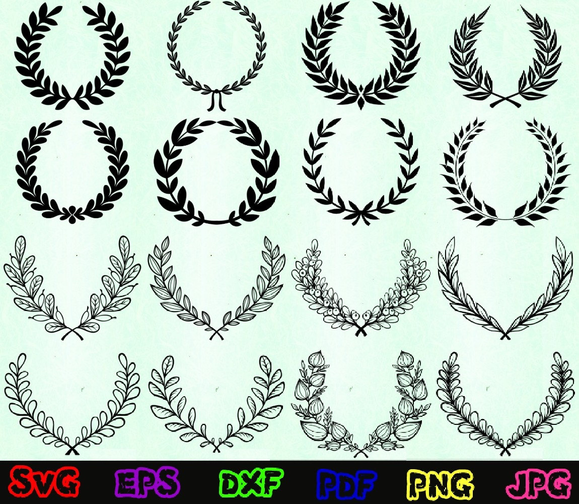 Kranz Plotterdatei - Blumenkranz Svg - Lorbeer Svg - Lorbeer Svg ...