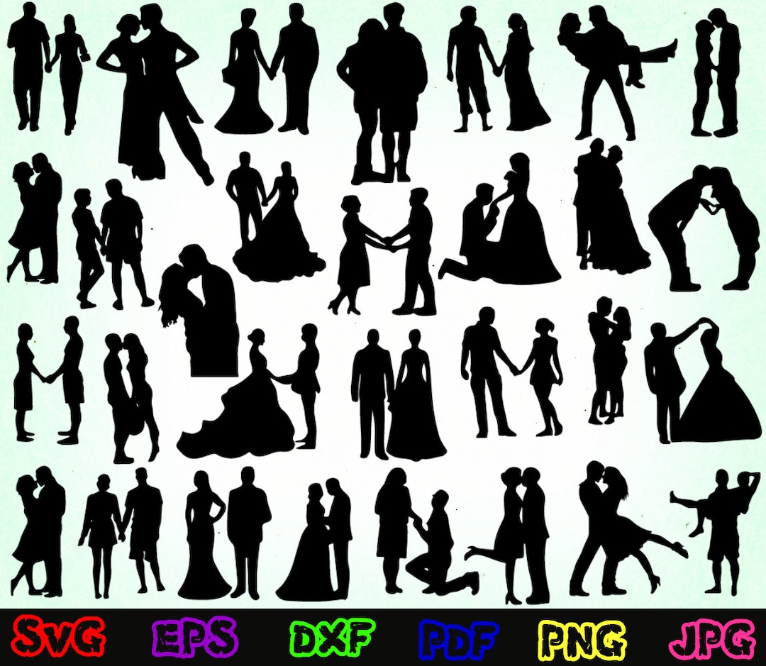 30 Couple Svg - Couple Silhouette - Couple Cut File - Couple Clipart ...