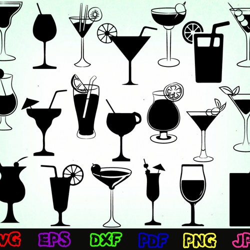 20 Cocktail Svg Cocktail Party Svg Cocktail Silhouette - Etsy