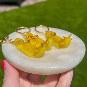 Yellow Translucent Banana Slug Polymer Clay Keychain Pearly Quartz ...