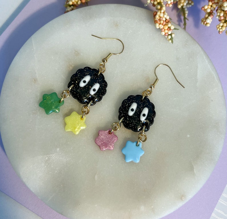 Glittery Soot Sprites With Yellow Green Blue and Pink - Etsy