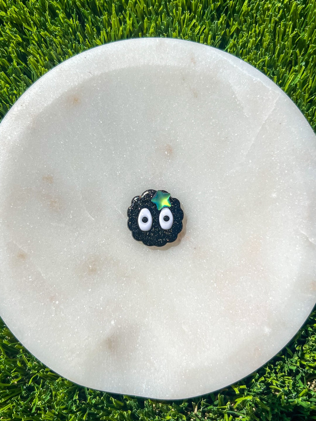 Glittery Black Soot Sprite and Turquoise Candy Shoe Charm Polymer Clay ...