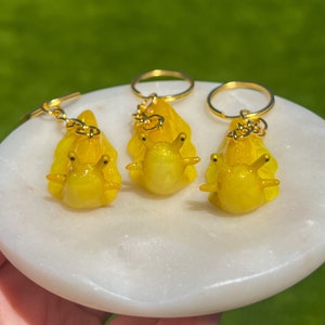 Yellow Translucent Banana Slug Polymer Clay Keychain Pearly Quartz ...