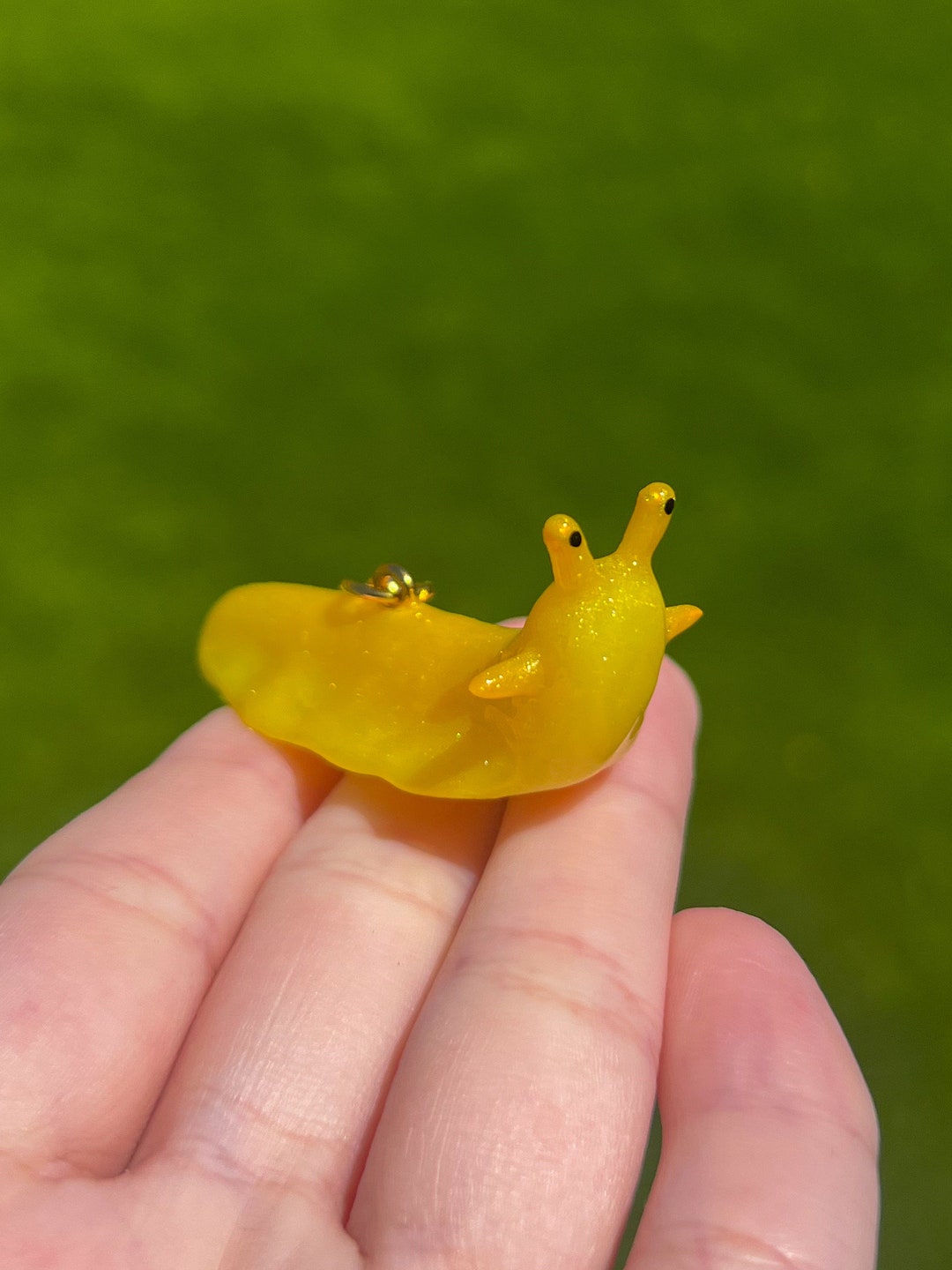 Yellow Translucent Banana Slug Polymer Clay Keychain Pearly Quartz ...