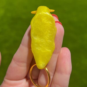 Yellow Translucent Banana Slug Polymer Clay Keychain Pearly Quartz ...