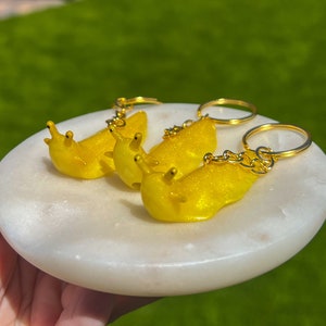 Yellow Translucent Banana Slug Polymer Clay Keychain Pearly Quartz ...