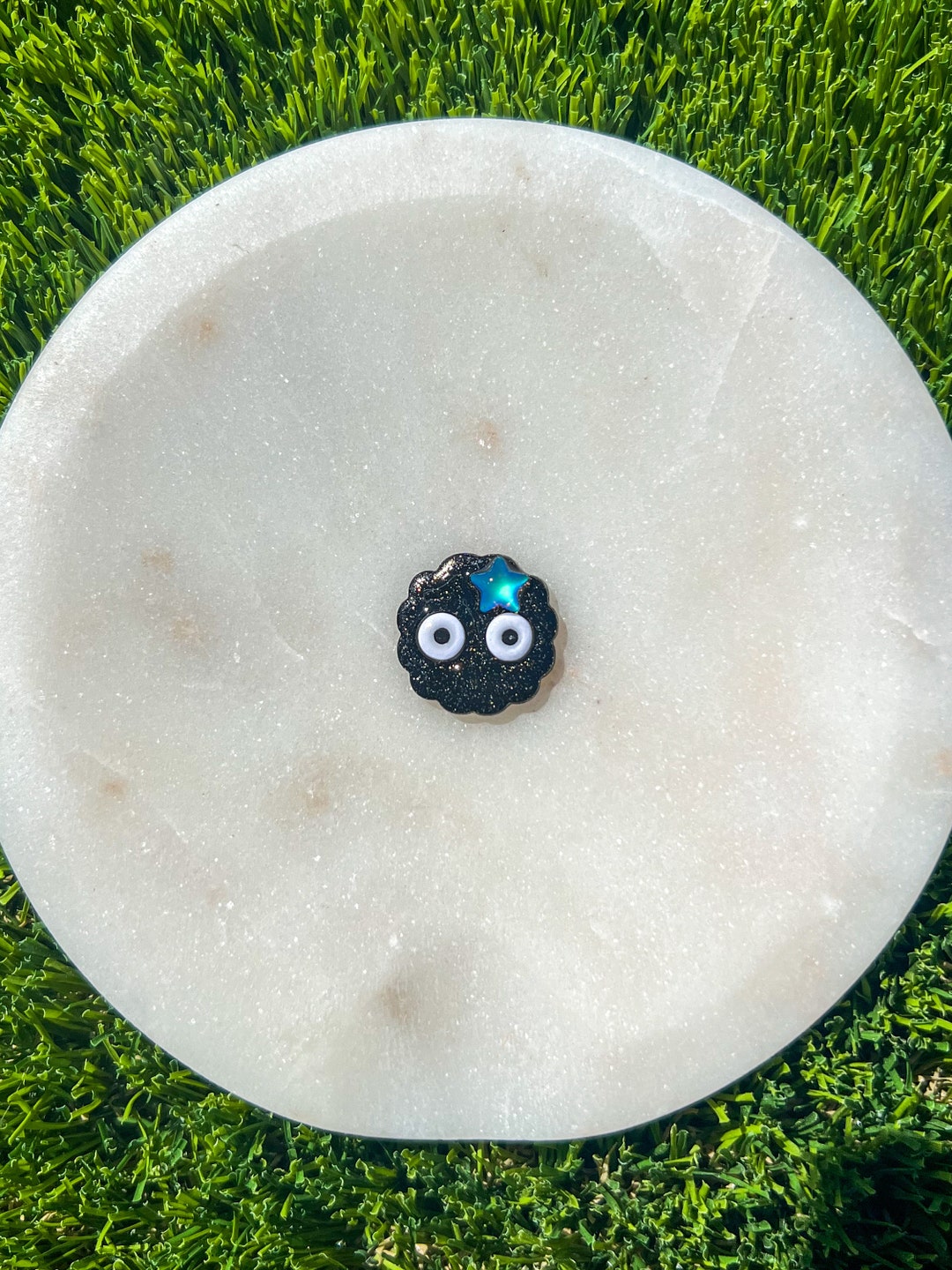 Glittery Black Soot Sprite and Blue Star Candy Shoe Charm Polymer Clay ...