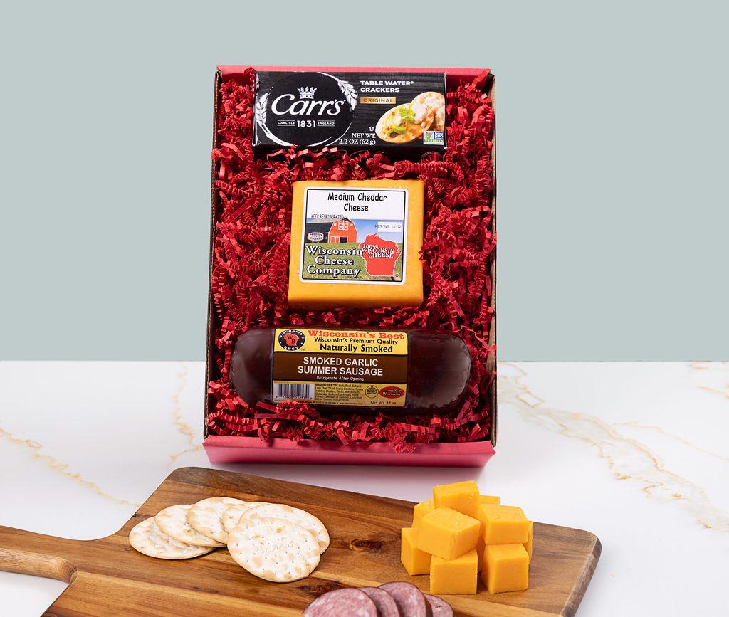 Deluxe Cheddar Cheese, Sausage & Cracker Gift Box - Etsy