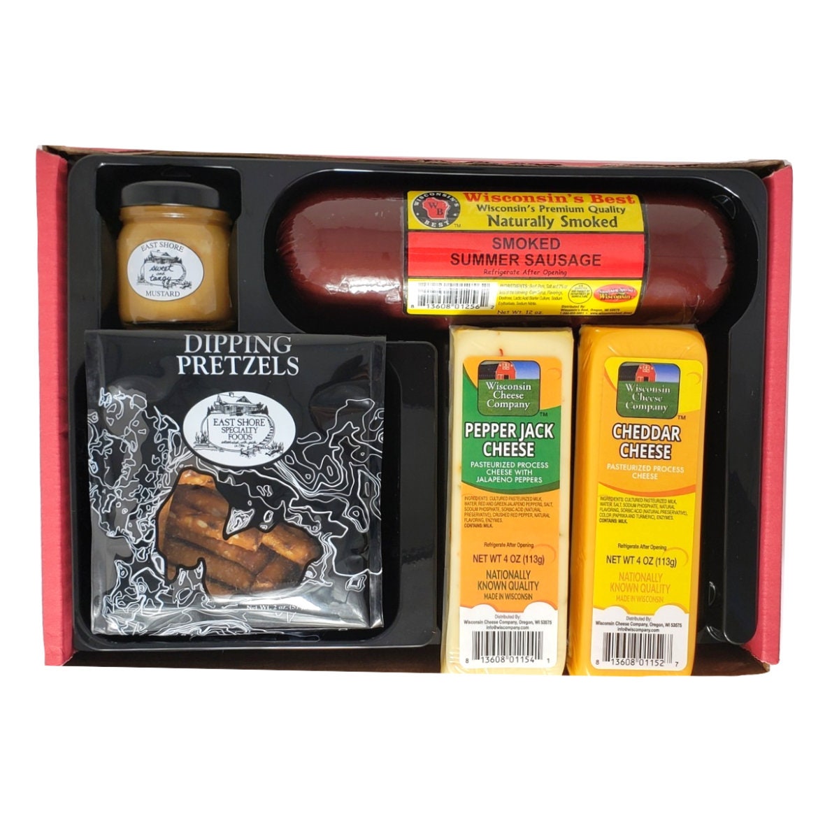 Wisconsin Cheese, Sausage, Pretzel & Mustard Gift Box | Gourmet ...