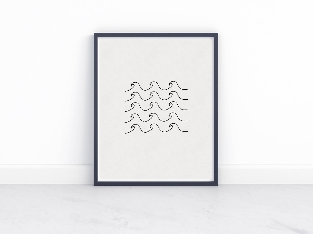 One Line Wave Art, Simple Wave Drawing, Repetitive Wave Art, Instant ...