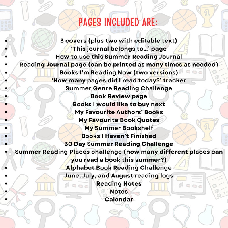 Summer Reading Journal Printable summer Reading Activity - Etsy