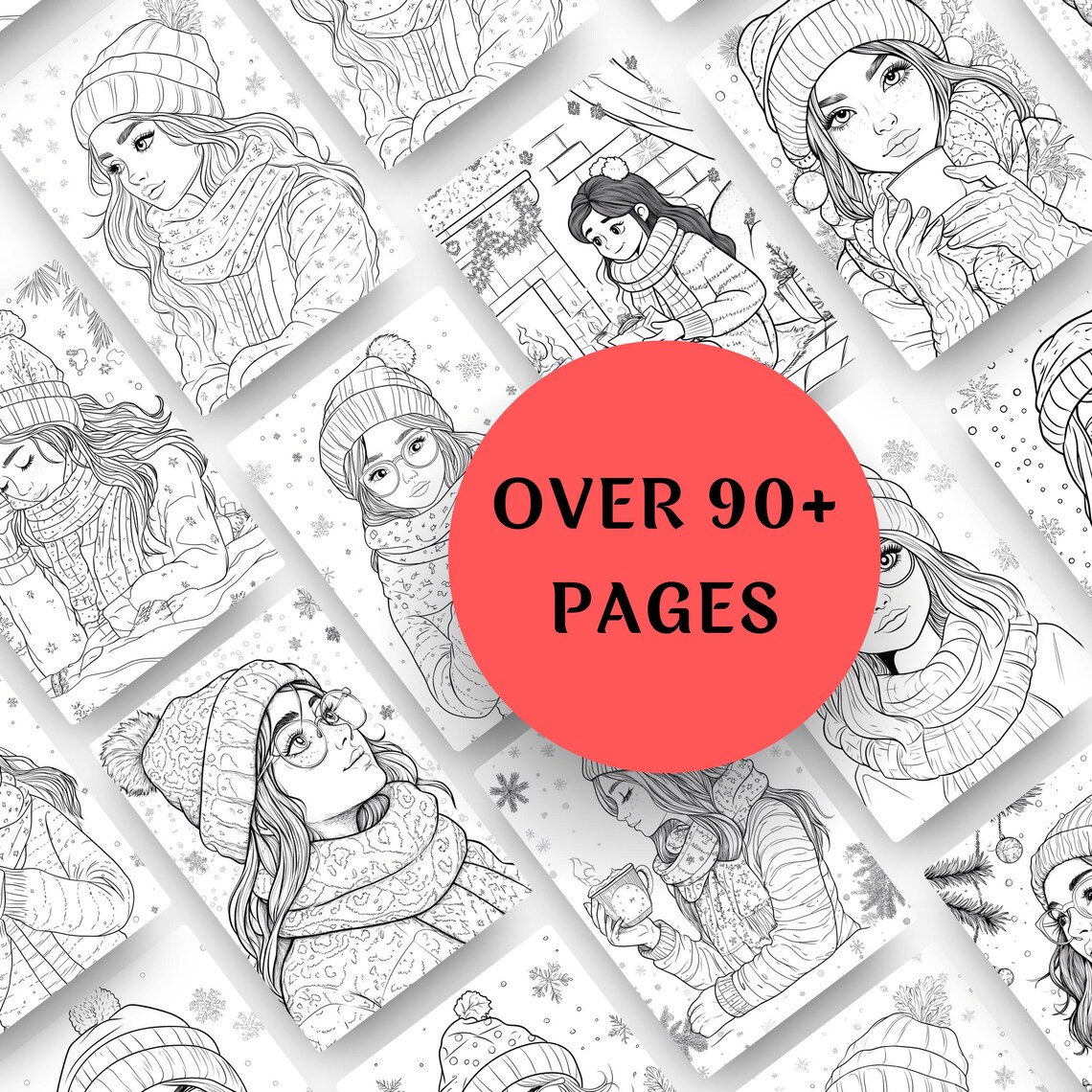 Cozy Girl Christmas Coloring Pages| Adult Christmas Coloring Pages ...
