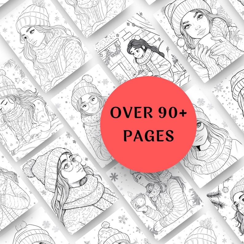 Cozy Girl Christmas Coloring Pages| Adult Christmas Coloring Pages ...