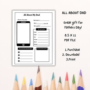 Personalized "all About My Dad" Printable | Father's Day Gift Idea ...