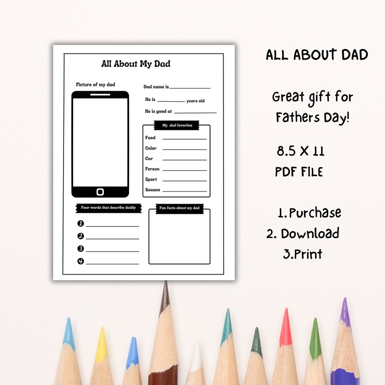Personalized "all About My Dad" Printable | Father's Day Gift Idea ...