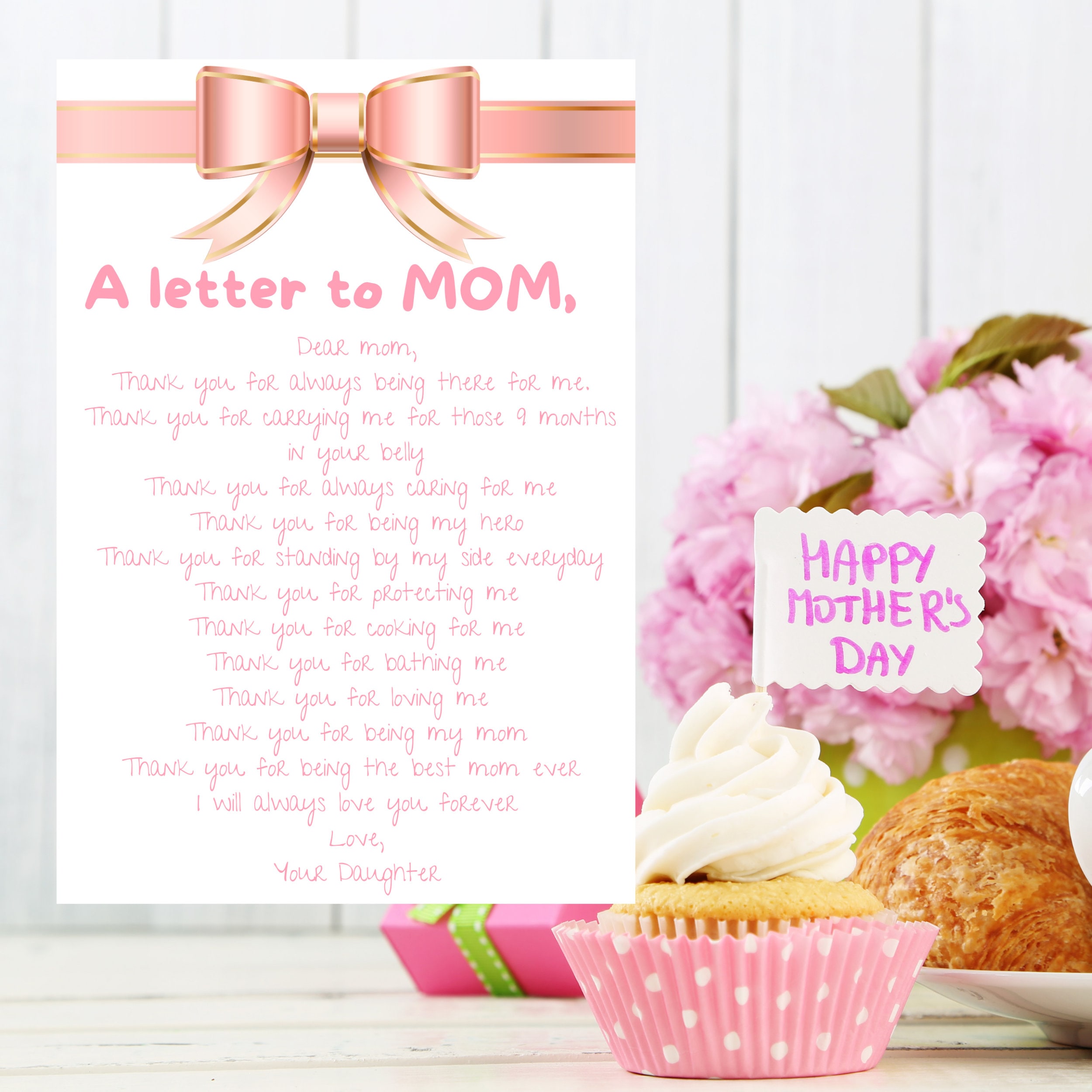 Kids Gift to Mom, A Letter to Mom, a Letter for Mom, Dear Mom Printable ...