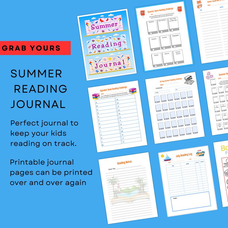 Summer Reading Journal Printable |summer Reading Activity | Reading ...