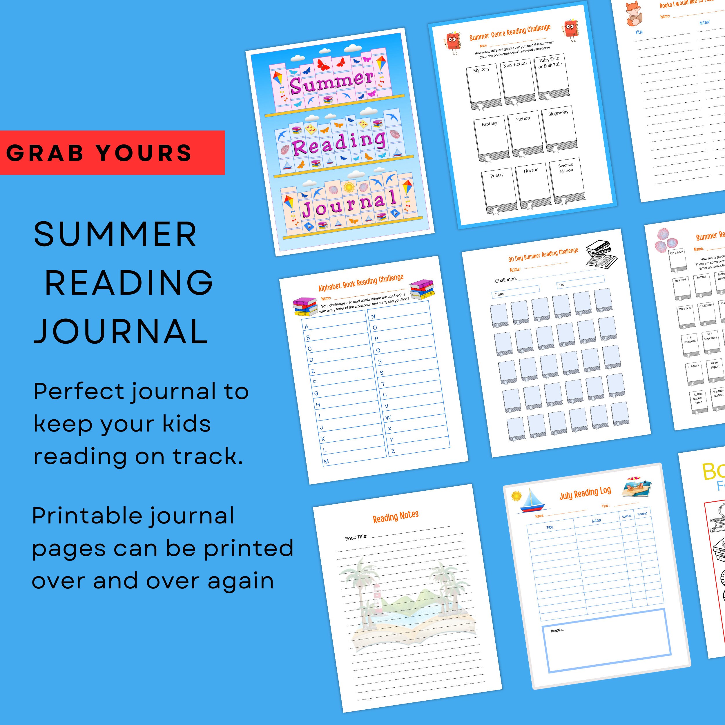 Summer Reading Journal Printable |summer Reading Activity | Reading ...