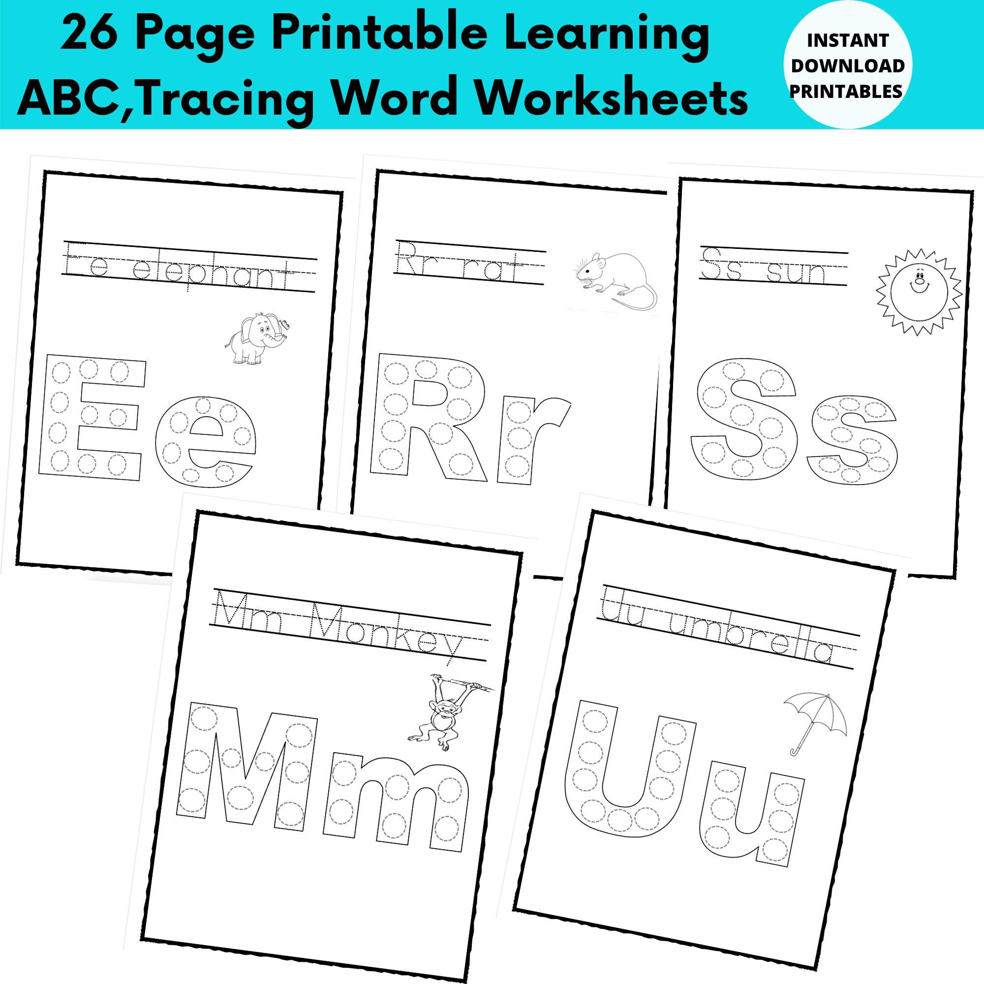 ABC Worksheets, Learning ABC Worksheets, Letter Tracing, Word Tracing ...