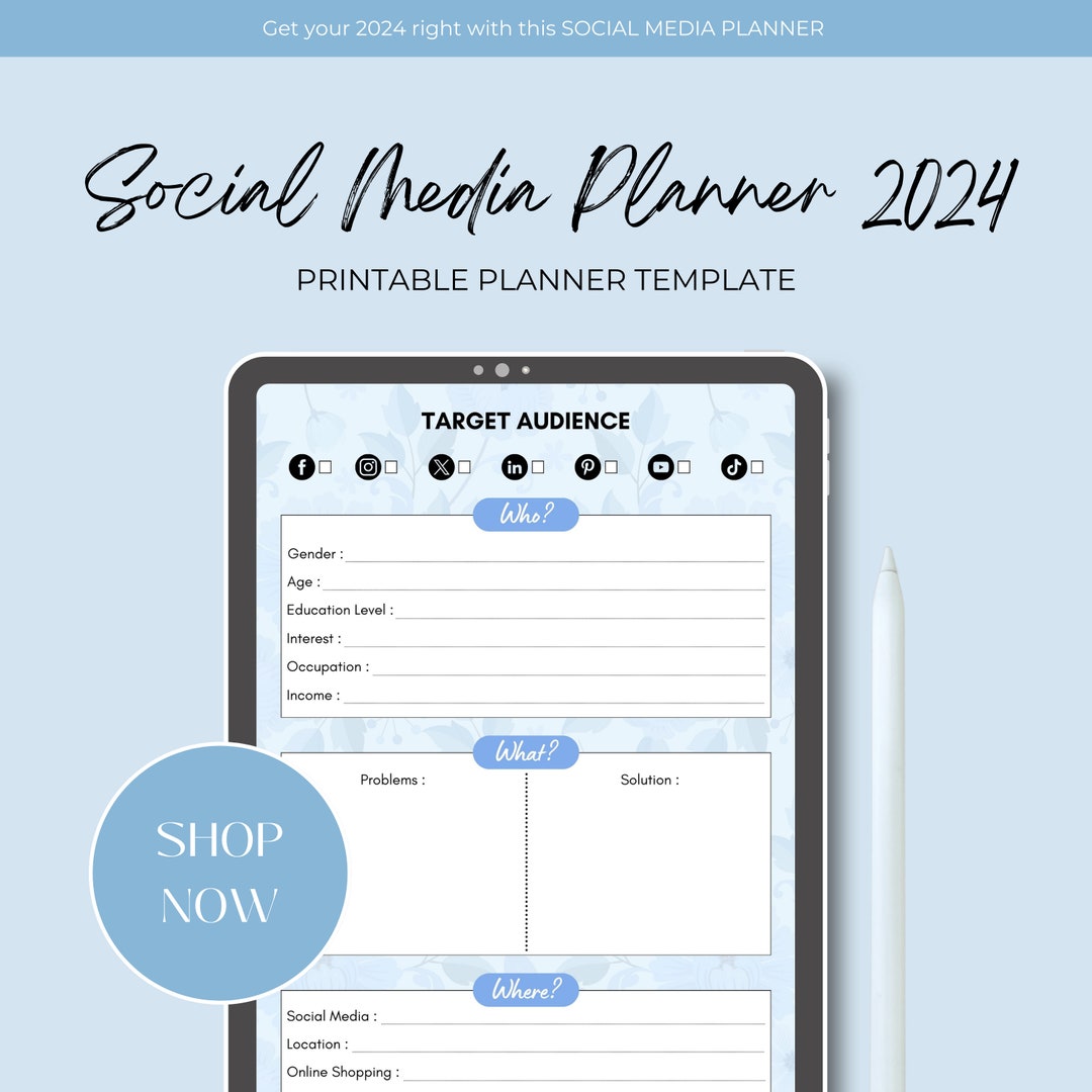 Printable Social Media Planner, Social Media Planner Bundle | Instagram ...