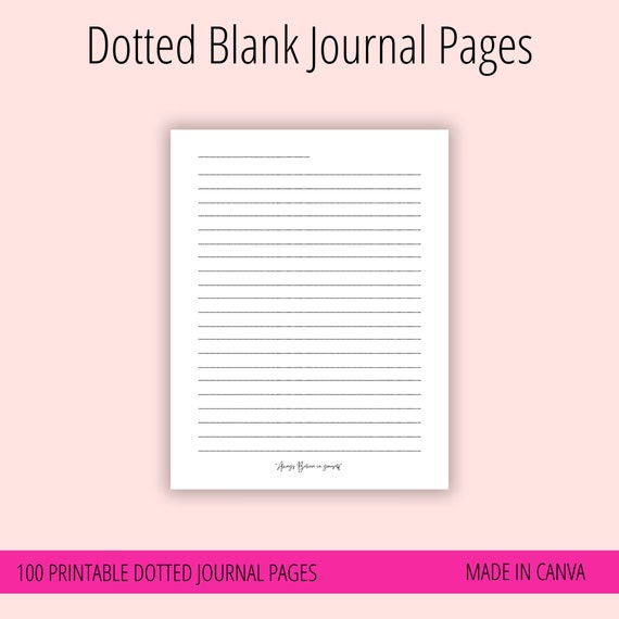 100 Journal Pages Printable Printable Dotted Page Lined | Etsy
