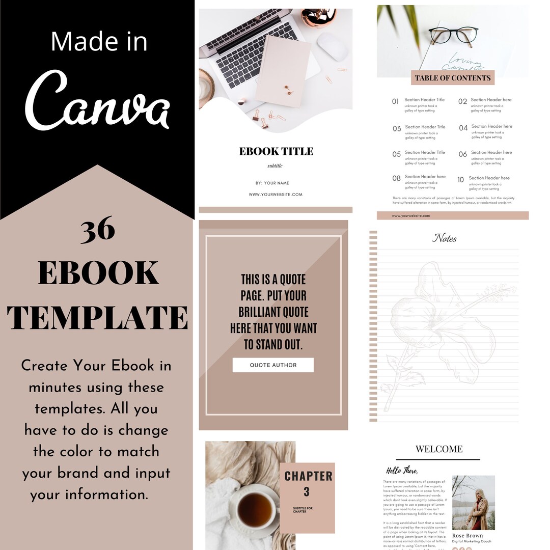 Ebook Template for Canva, Canva Template for Ebooks, Ebook Template ...