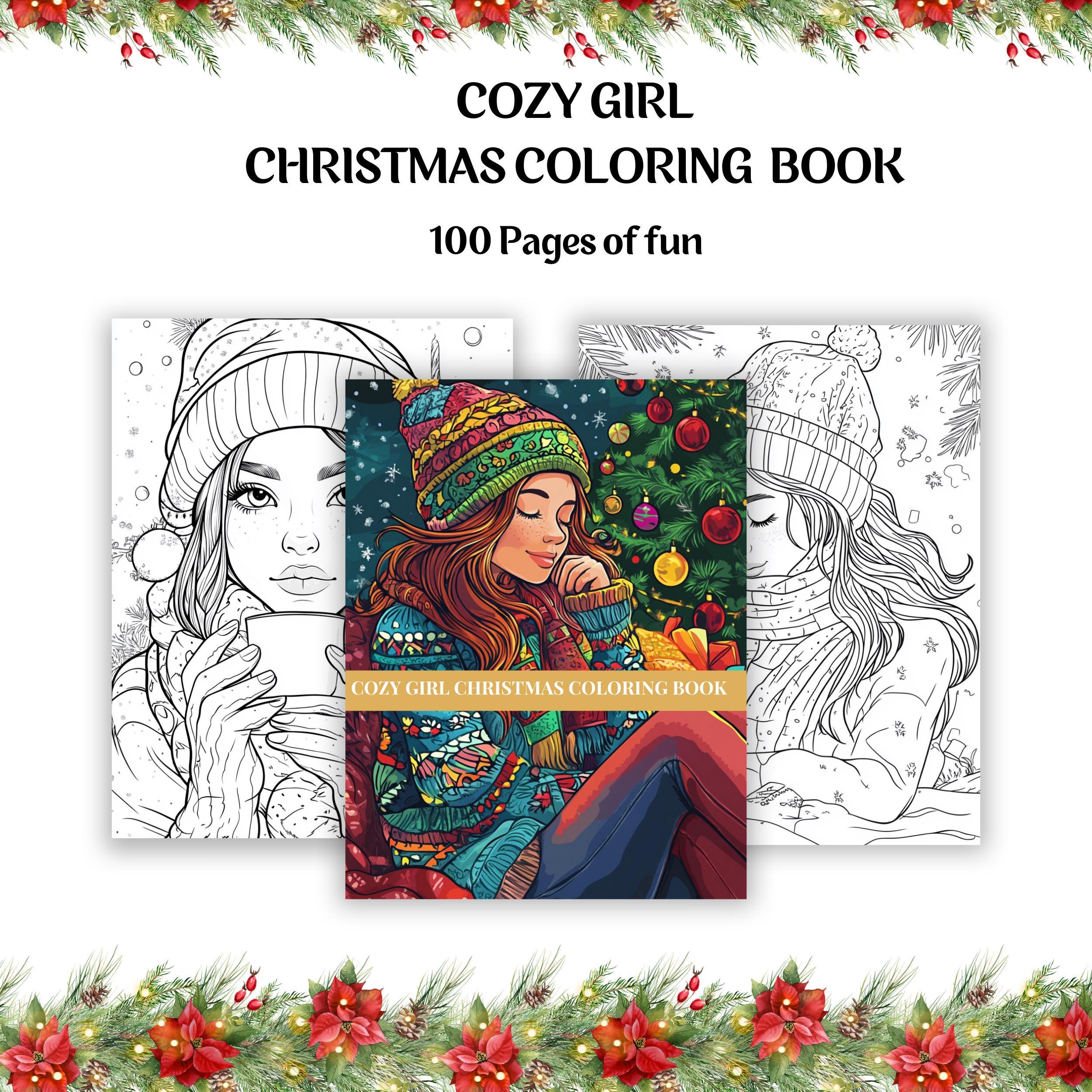 Cozy Girl Christmas Coloring Pages| Adult Christmas Coloring Pages ...