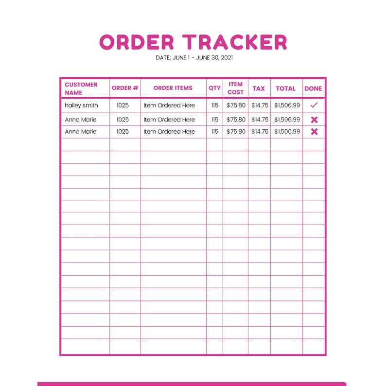 Order Tracker Template Editable, Canva Order Formtemplate, Order ...