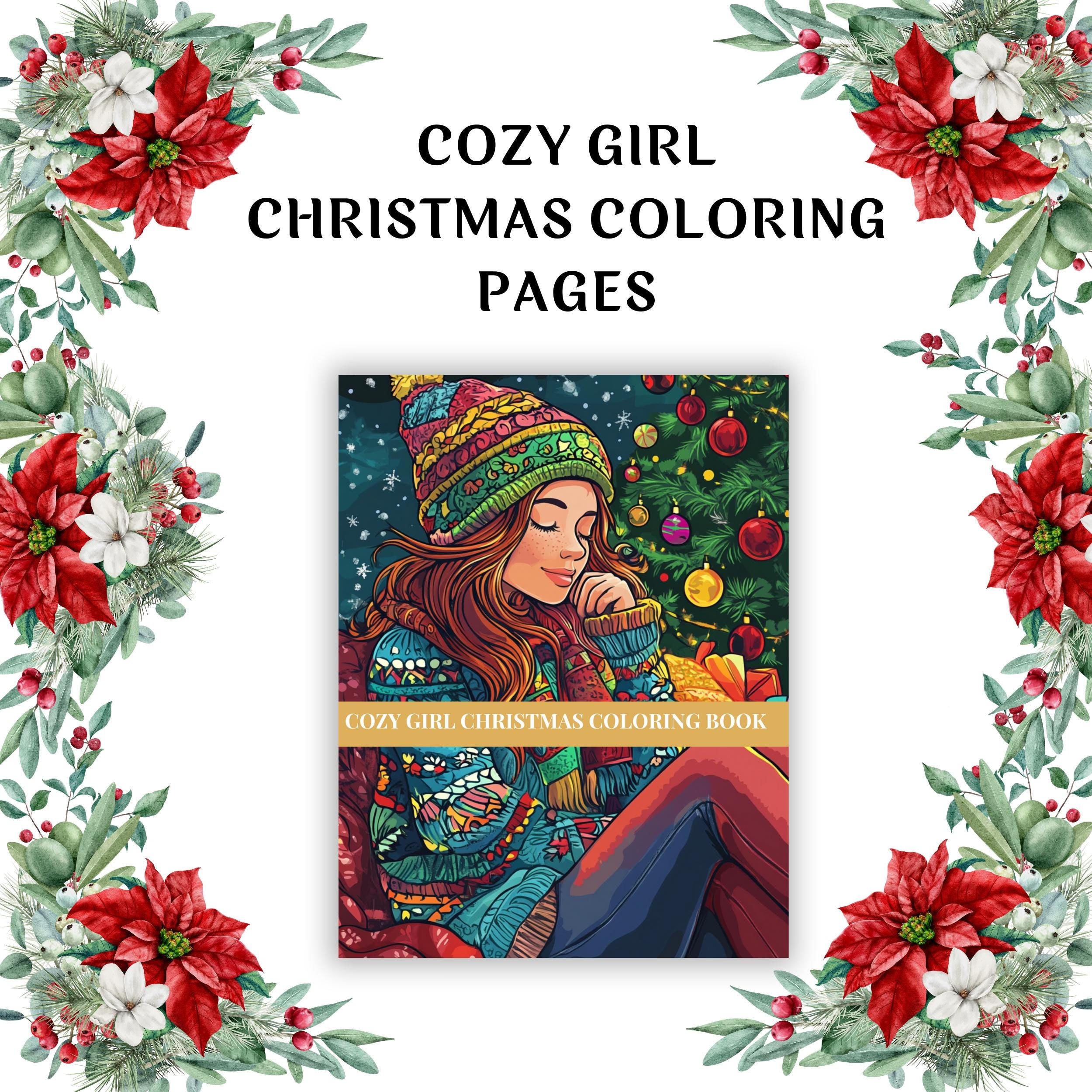 Cozy Girl Christmas Coloring Pages| Adult Christmas Coloring Pages ...