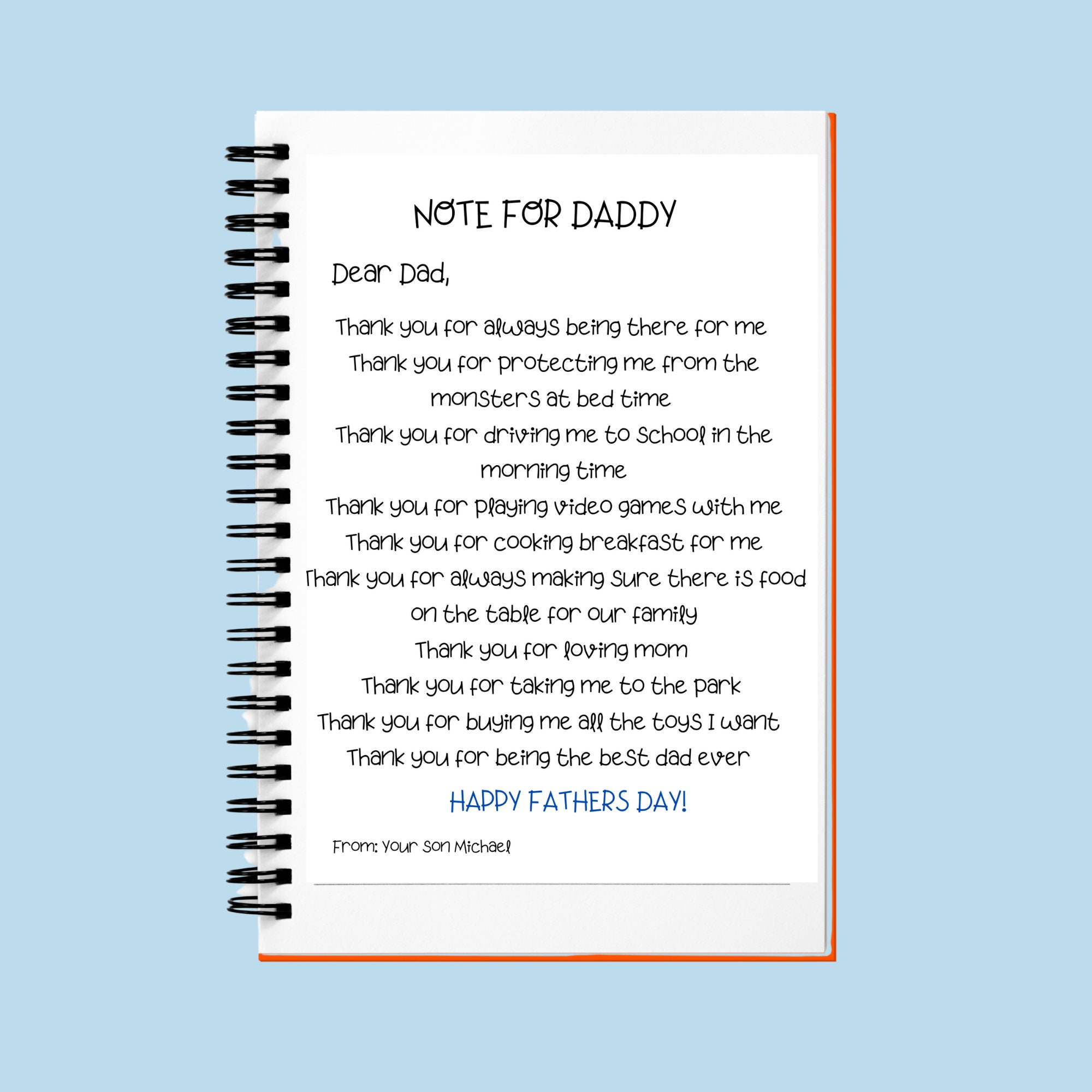 Note for Daddy Dad Note Fathers Day Printable Instant - Etsy