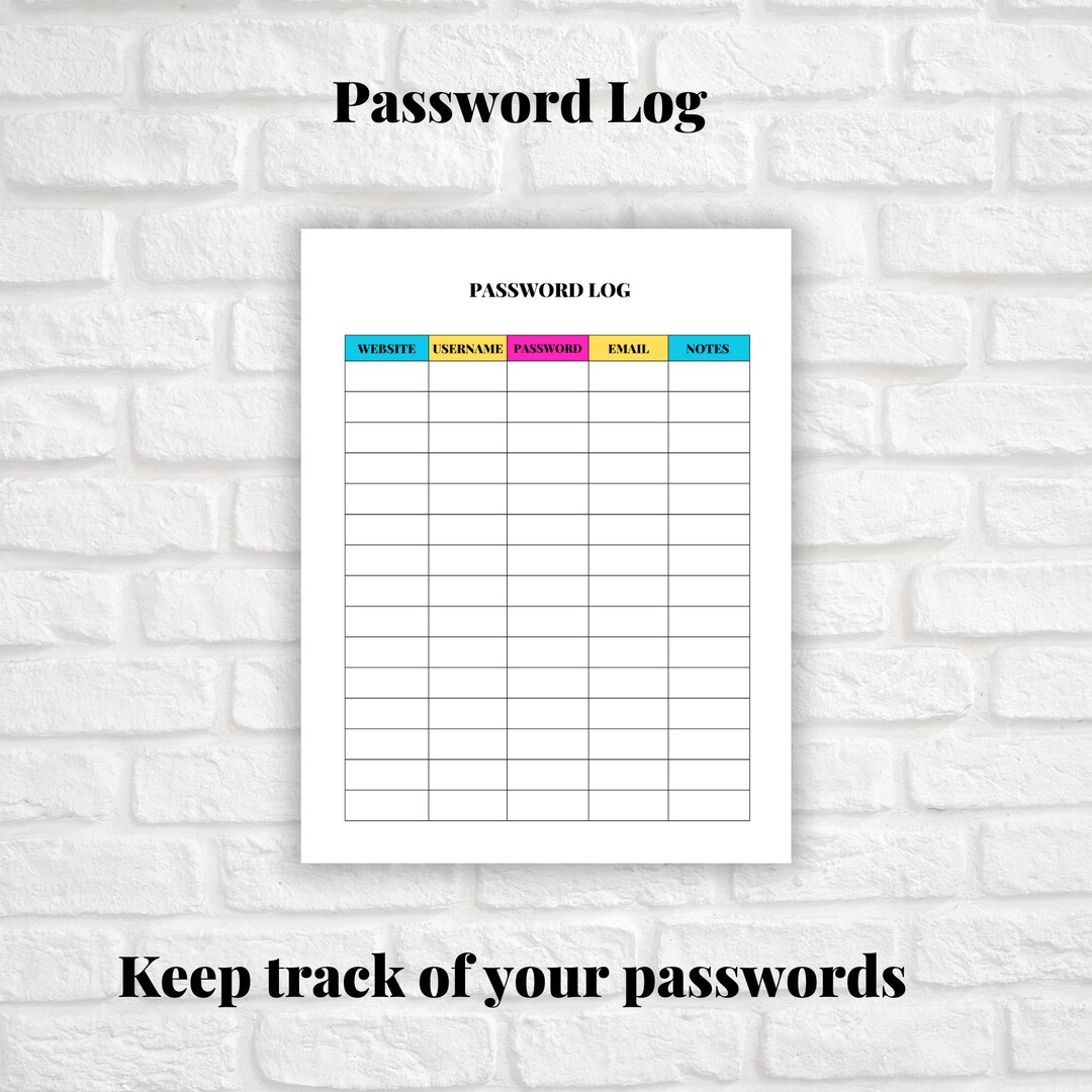 Password Tracker Printable | Password Log | Password Printable ...