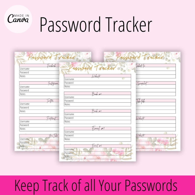 Password Tracker,password Tracker Printable, Password Tracker Book ...
