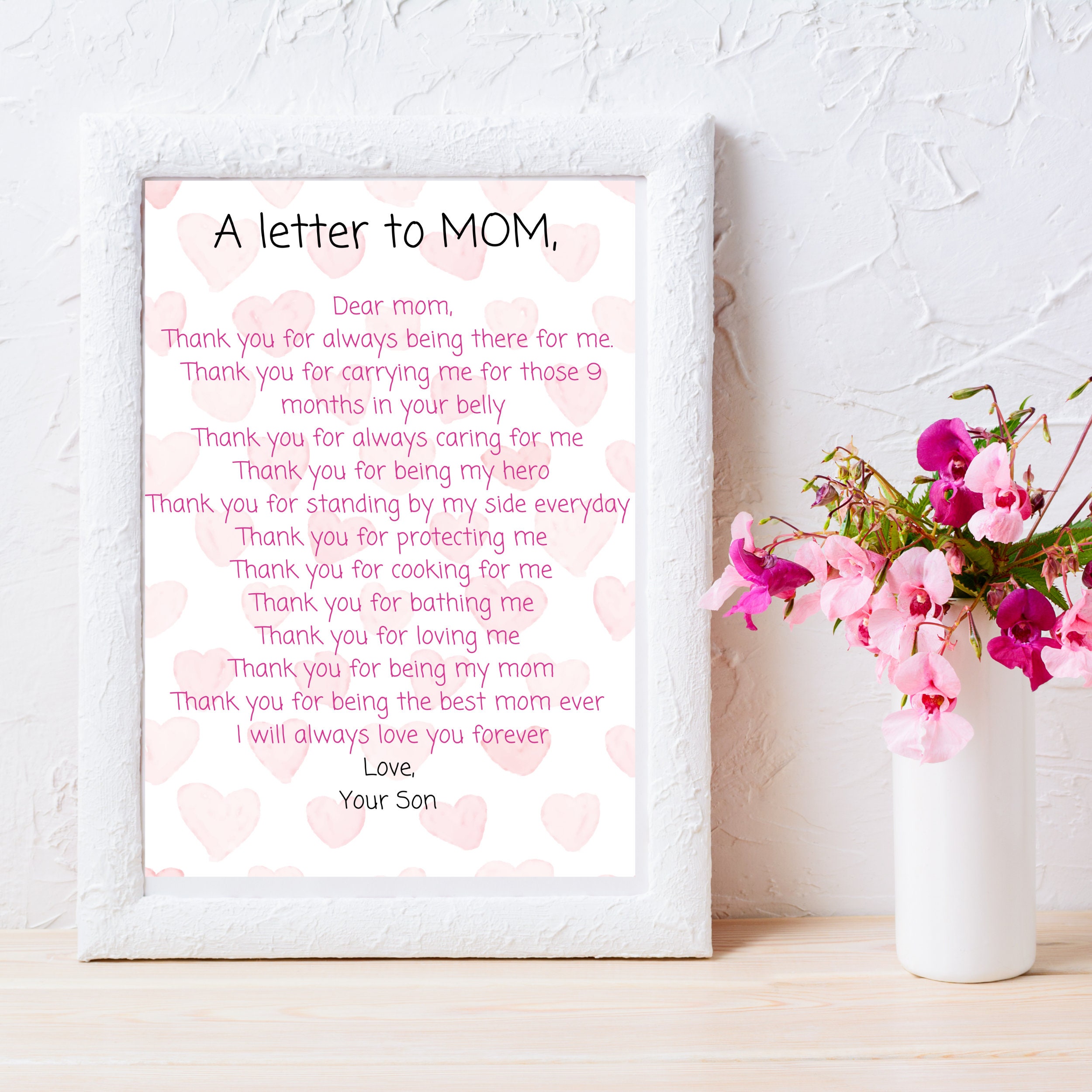Kids Gift to Mom, A Letter to Mom, a Letter for Mom, Dear Mom Printable ...