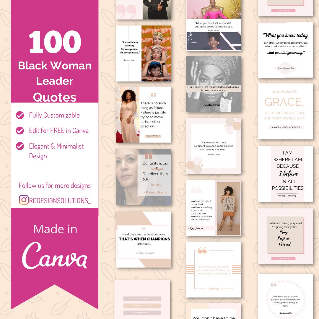 Black History Month Templates | 100 Black Women Leader Quotes| Black ...
