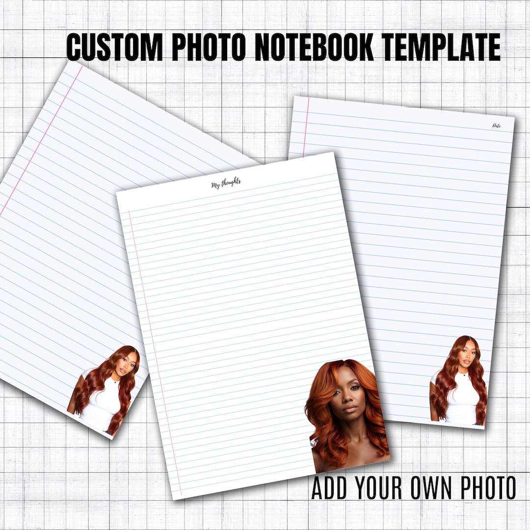 Custom Photo Notebook Paper Template| Canva Digital Download| Instant ...
