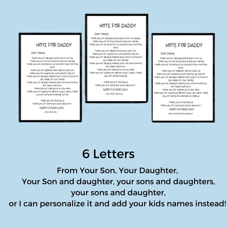 Note for Daddy, Dad Note, Fathers Day Printable, Instant Download ...
