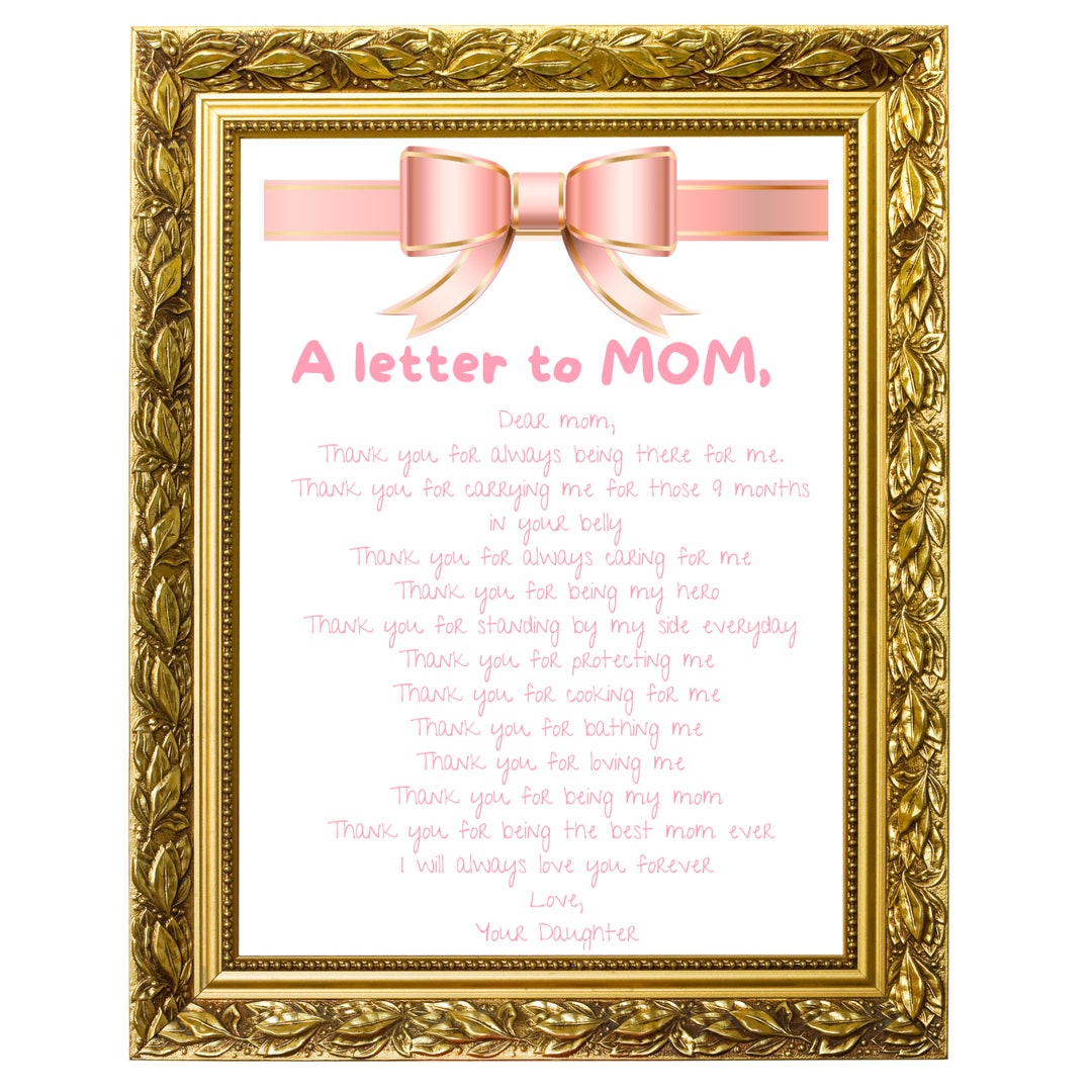 Kids Gift to Mom, A Letter to Mom, a Letter for Mom, Dear Mom Printable ...