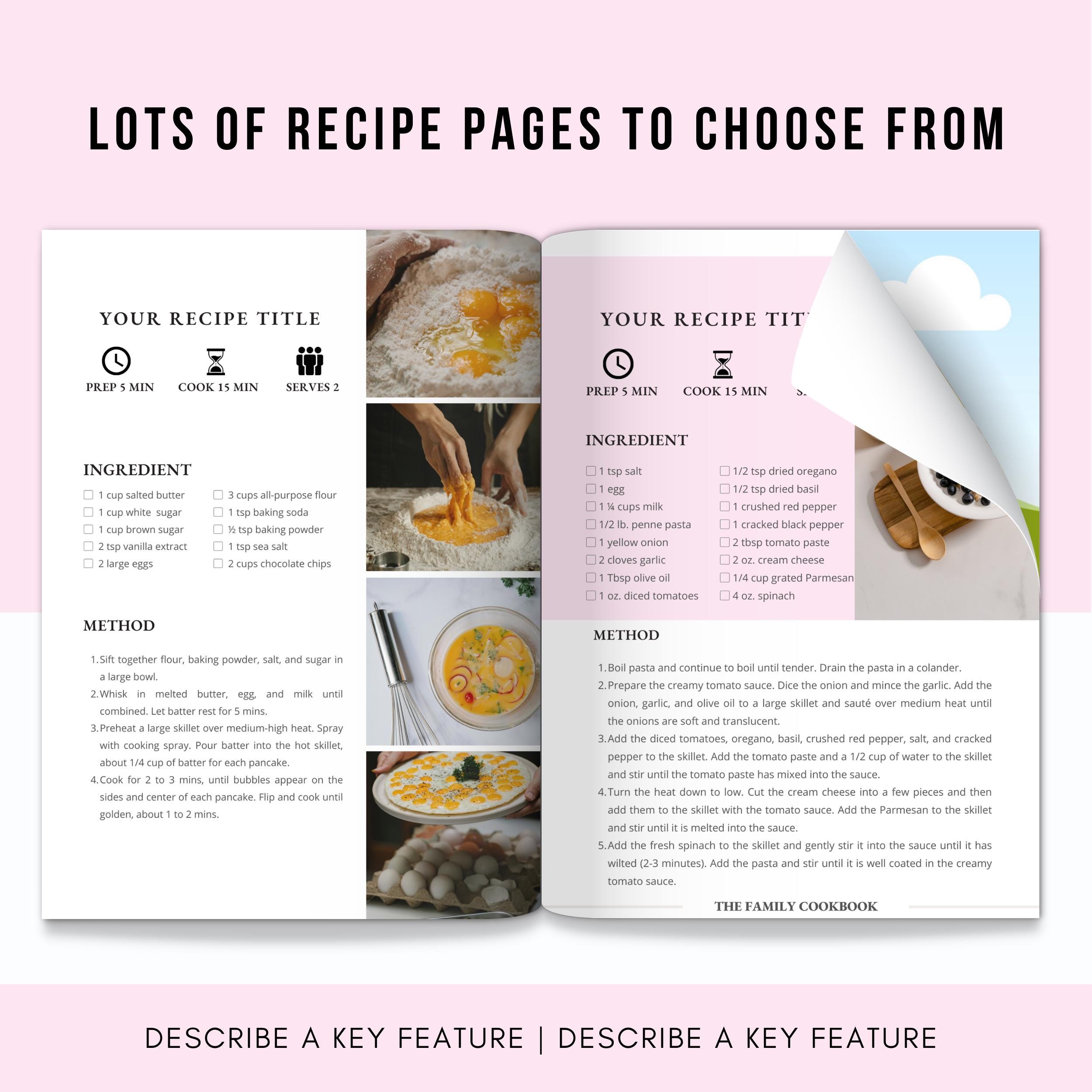 Recipe Book, Cookbook Template Canva, Recipe Template Canva, Cookbook ...