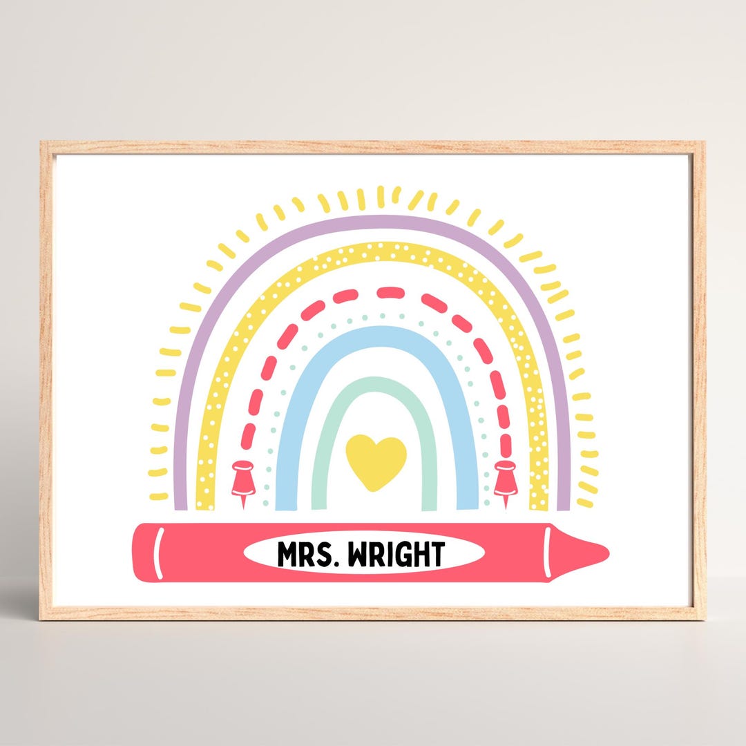 Colorful Teacher Name Sign PRINTABLE, Personalized First Day of School ...