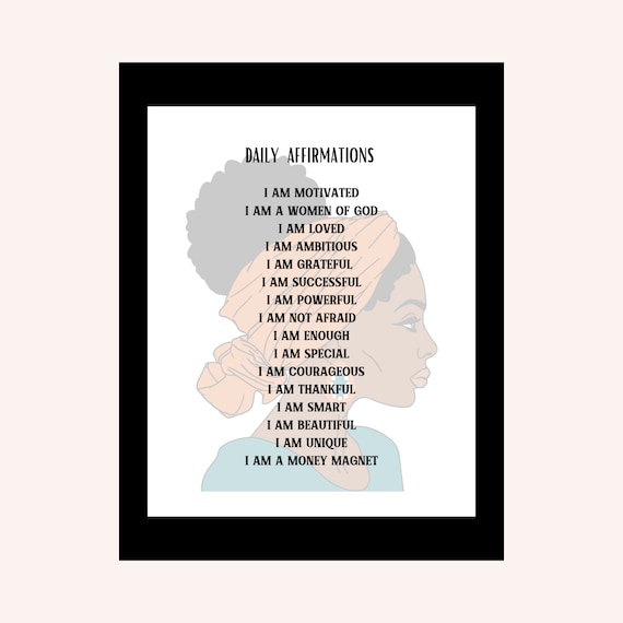 Daily Affirmations Wall Art Black Girl Magic Motivational | Etsy