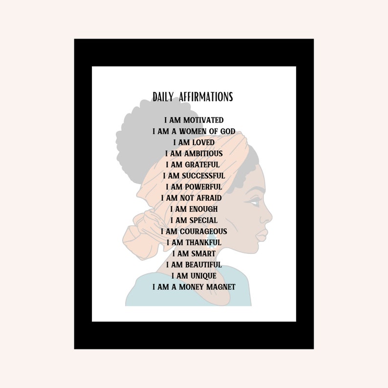 Daily Affirmations Wall Art| Black Girl Magic| Motivational Wall Decor ...