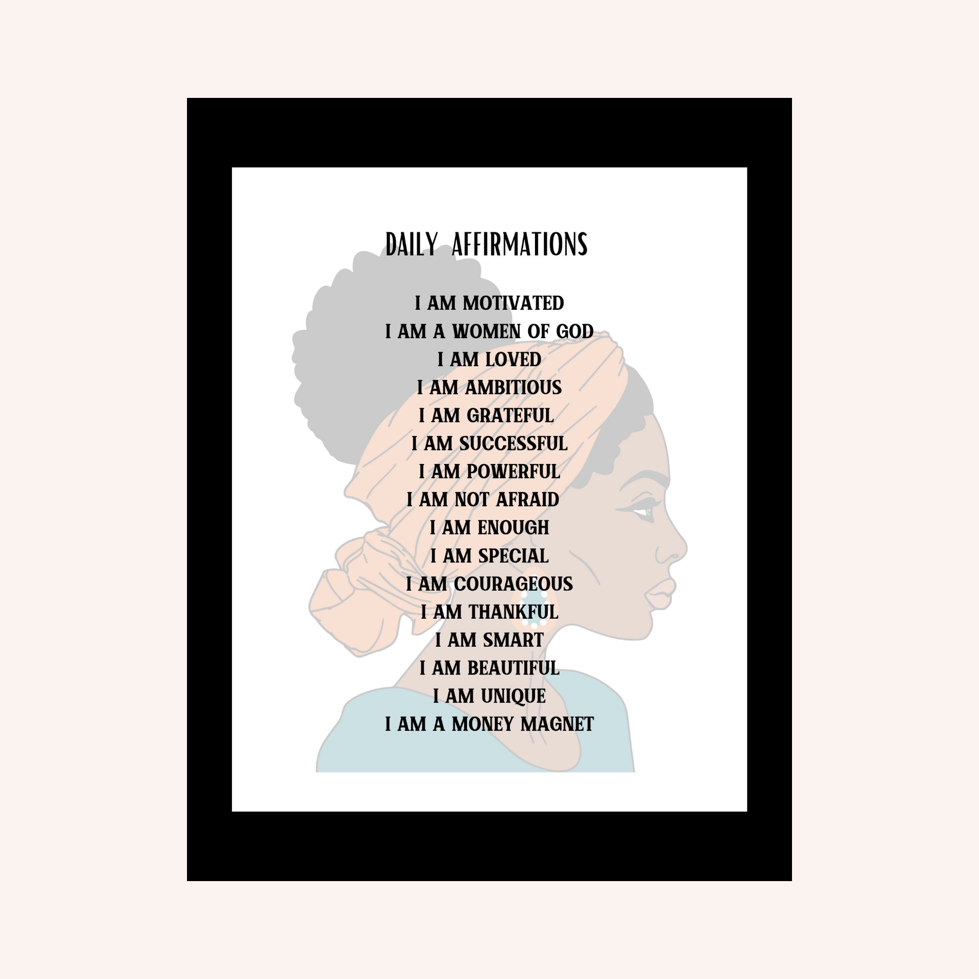 Daily Affirmations Wall Art Black Girl Magic Motivational Wall Decor