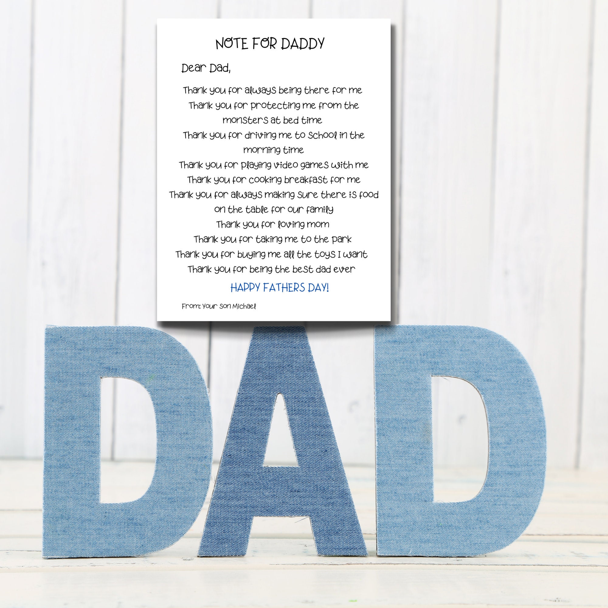 Note for Daddy, Dad Note, Fathers Day Printable, Instant Download ...