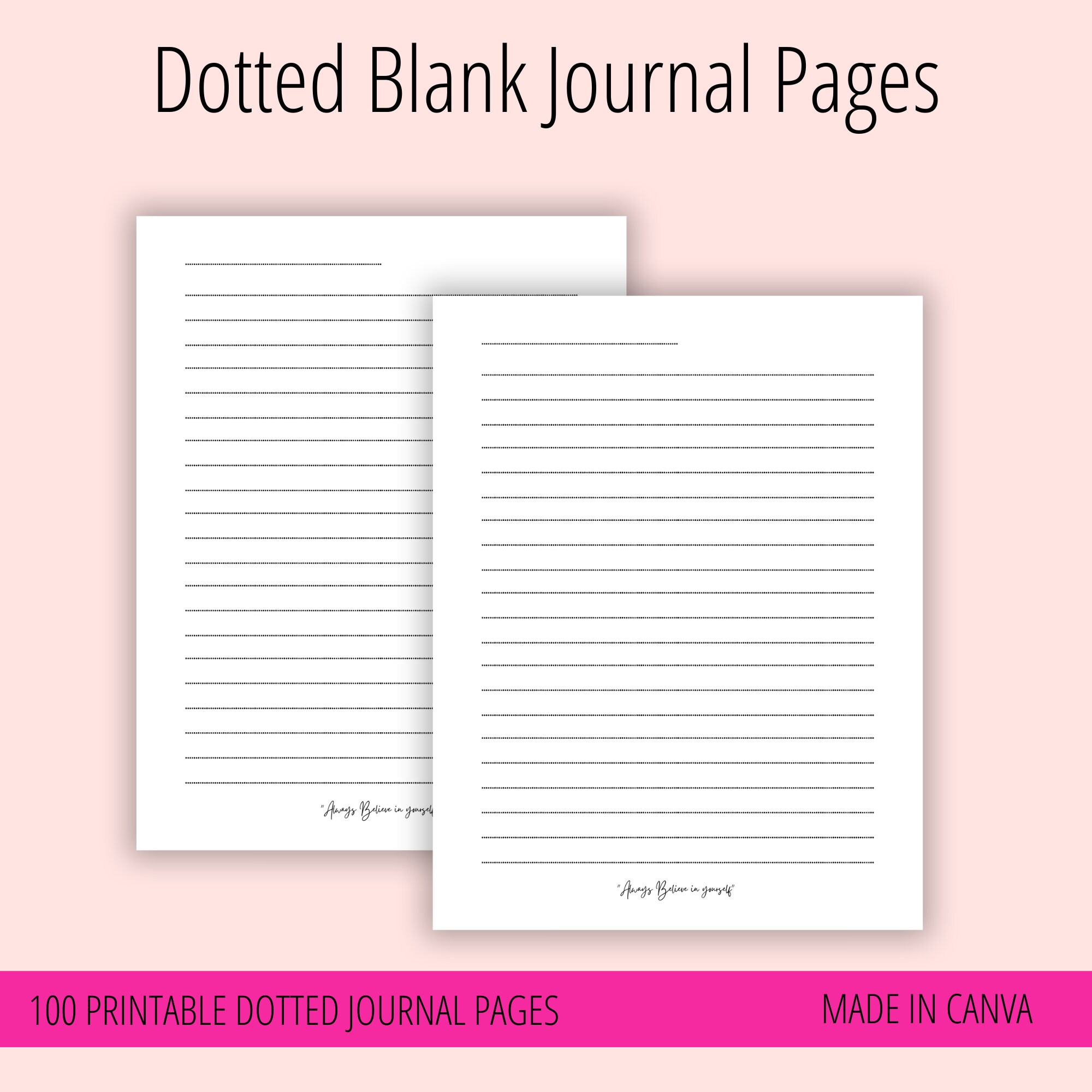 100 Journal Pages Printable| Printable Dotted Page| Lined Notes ...