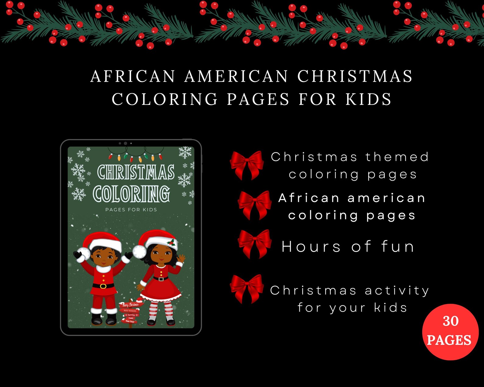 African American Kids Christmas Coloring Pages, Christmas Coloring Book ...